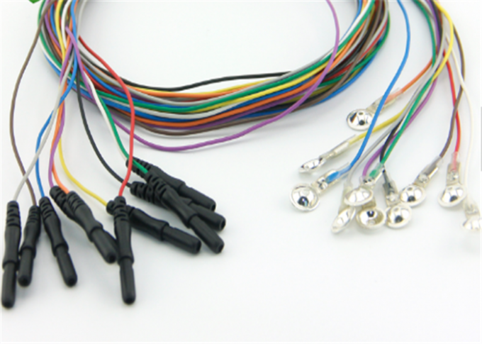 Colorful Eeg Electrode Cap With Colorful Eeg Lead Wires 10pcs / Set
