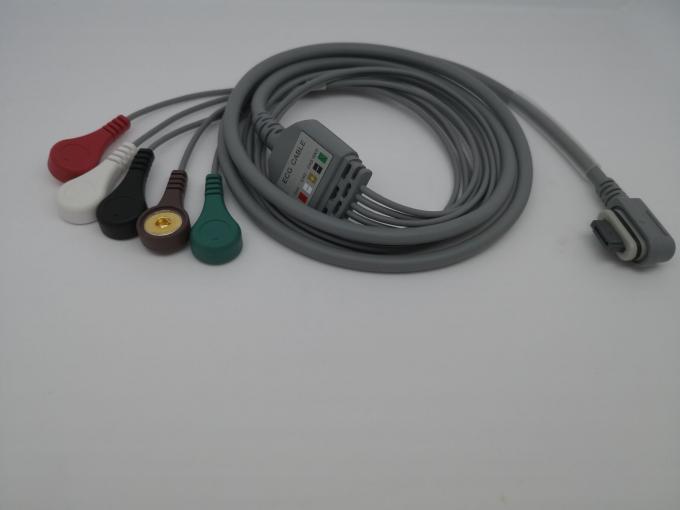 5/7 lead snap ECG GE SEER holter cable with snap ,IEC 2.5m Grey Color ...