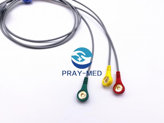 102cm Edan 3 lead Ecg Holter Cable For Telemetry Transmitter IT20 / IT20ES