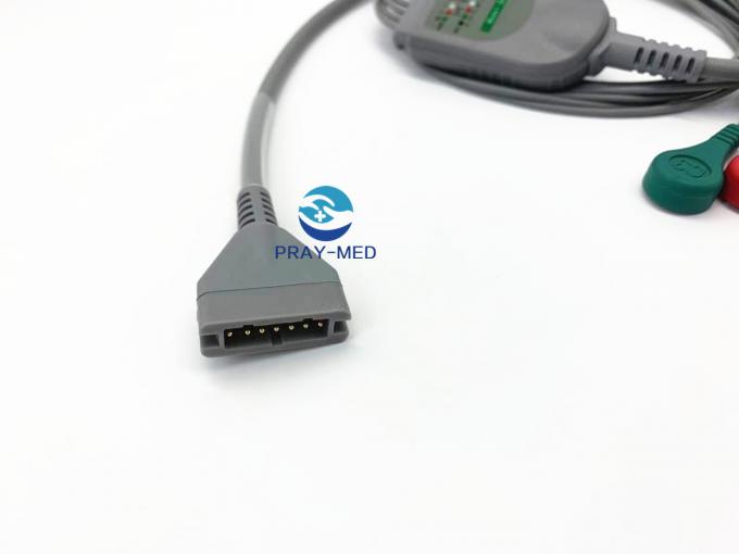 Burdick Holter Ecg Cable and leadwire 7 Leads Snap Connector 3.6m