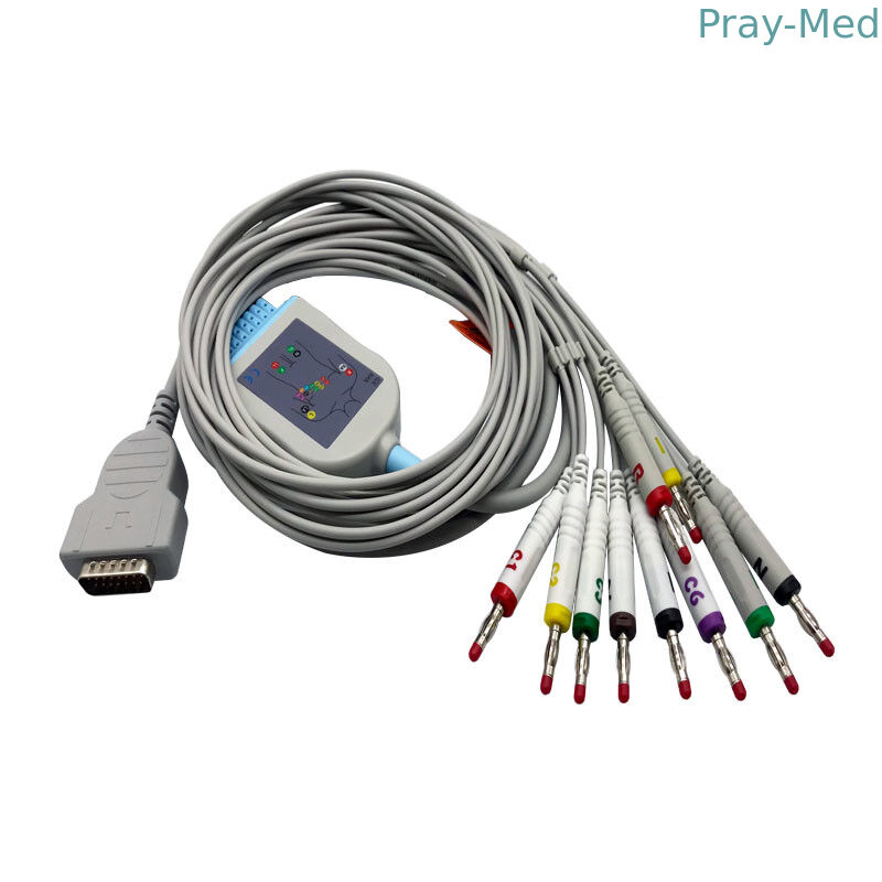 15 Pin Ekg Cable One Piece 10 Leads With Banana 4.0 Tpu Jacket 2029893-001