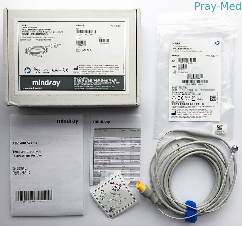 Original Mindray 2pin Reusable Skin Surface Temperature Probe MR403B MR404B