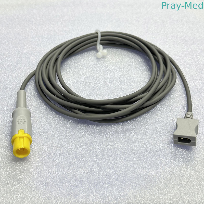 Medical Temperature Sensor Extension Cables For Comen Round 2pin Yellow