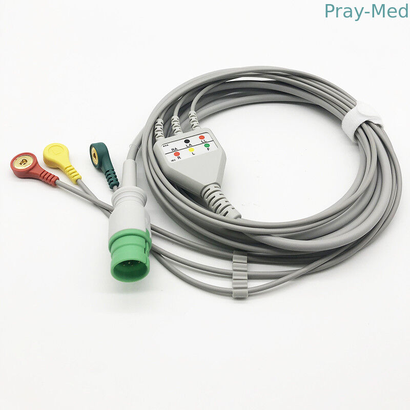 Round 13 Pin Connector 3.6m 3 Lead ECG Cable For Mediana D500