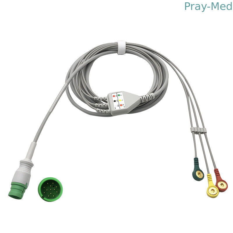 Round 13 Pin Connector 3.6m 3 Lead ECG Cable For Mediana D500