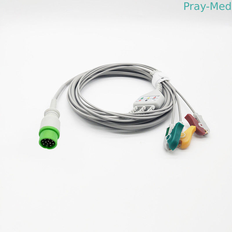 3 / 5 Leads One Piece ECG Cable 12 Pin Connector Infitron II Omni II ...