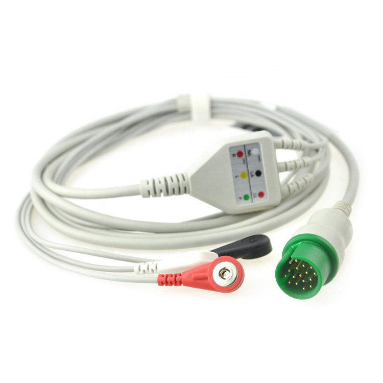 4.0mm Diameter Spacelabs Ecg Cable , 3/5Lead 17pin Ecg Cable With Lead Wire