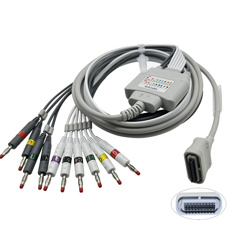10 Lead 20Pin Banana 4.0 EKG Cable Compatible Edan ECG SE-1515 DX12 ...