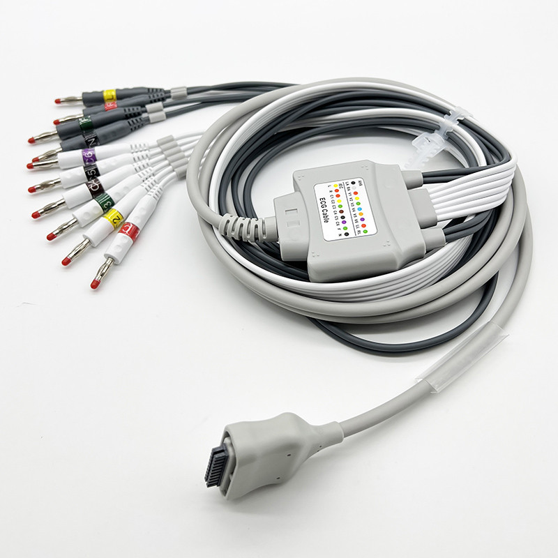 10 Lead 20Pin Banana 4.0 EKG Cable Compatible Edan ECG SE-1515 DX12 ...